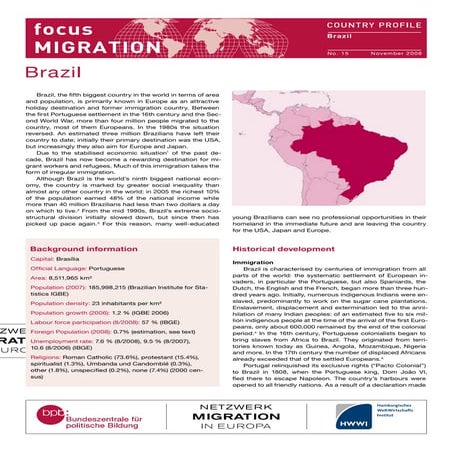 Focus Migration - Country Profile - Brazil 2008 | PDF