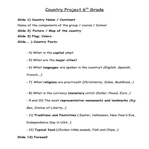 Country project 6th grade | DOC