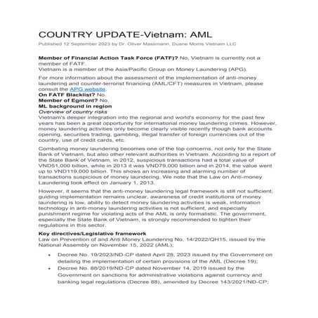 Country Update Vietnam AML 2023 | PDF