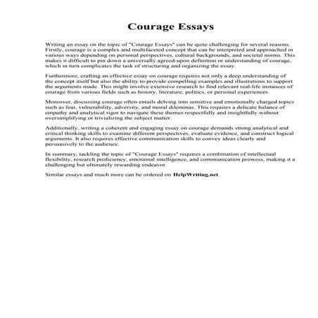 Courage Essays. Campbellsville University | PDF