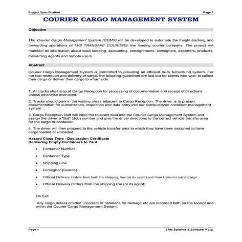 Courier cargo management system | DOC