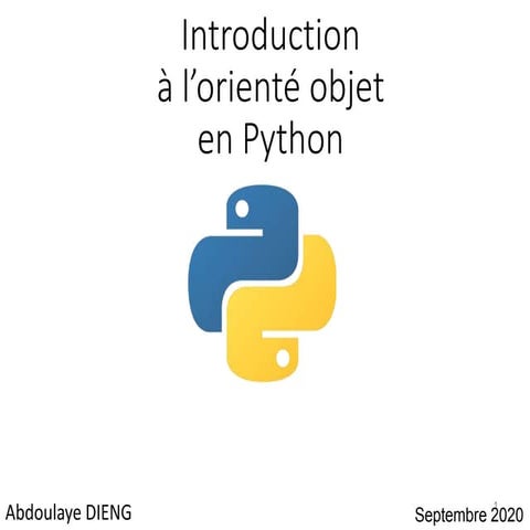 Introduction à Lorienté Objet En Python Ppt 3559