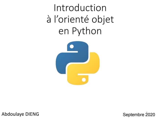 Introduction à Lorienté Objet En Python Ppt 3559