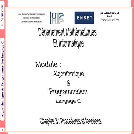 Fonction&Procedure cours de programmation et algorithme | PPTX