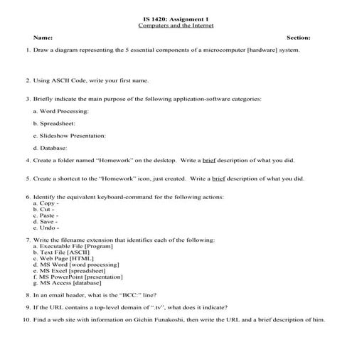 Integrated Computer Essentials/Proficiency Course Assignments, by Jay ...