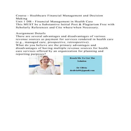 Course - Healthcare Financial Management and Decision MakingUnit 1.docx
