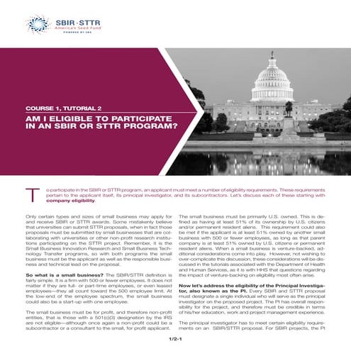 SBIR-STTR Programs Course 1 Tutorial 2 | PDF