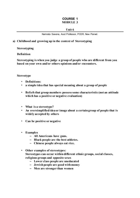 Stereotypes | PPTX | Family and Relationships