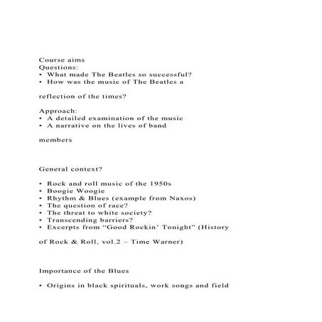 Course aims Questions • What made The Beatles so success.docx