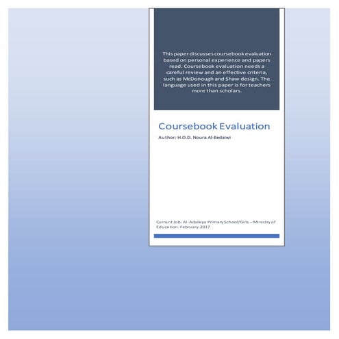 Coursebook evaluation | DOCX