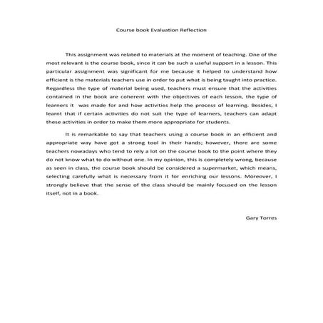 Coursebook Evaluation Reflection | DOCX