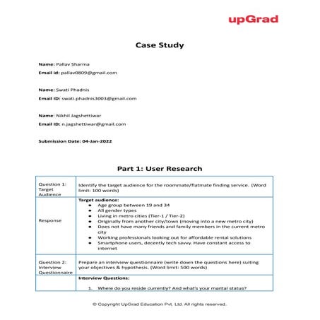 Product management case study on online flatmates/roommates finding ...