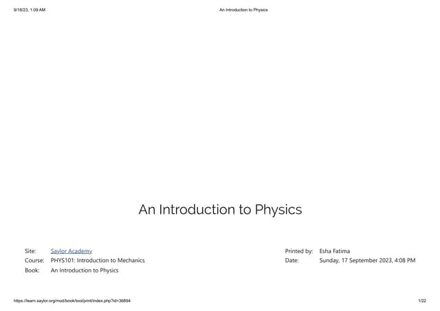 Introduction to physics--Branches of Physics--Importance of physics | PPTX