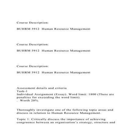 BMA5102 Human Resource Management A1 Assignment Help.docx