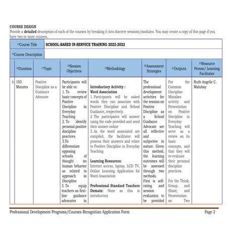 Course Design - Positive Discipline.docx