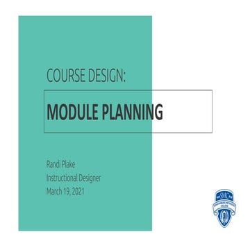 Course Design: Module Planning | PPT