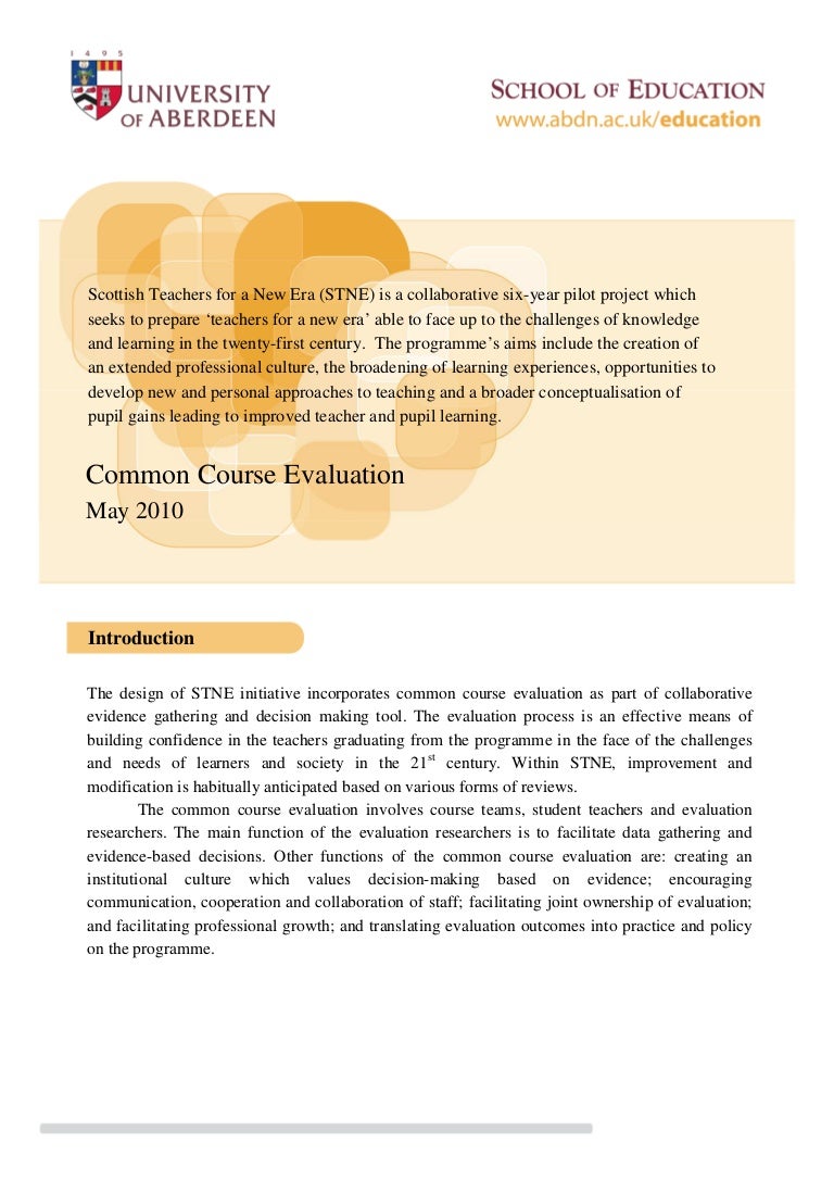 Course Evaluation Summary Report Course Evaluation Summary Report