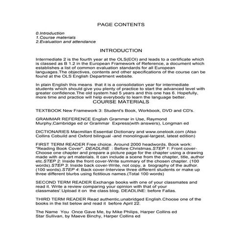 Course Information For Intermediate 2 Students | PDF