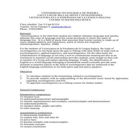 Course in sociolinguistics | DOCX | Educational Assessment | Education