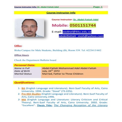 Course instructor | PDF