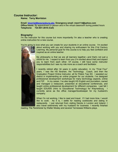 Instructor biography sheet | PDF