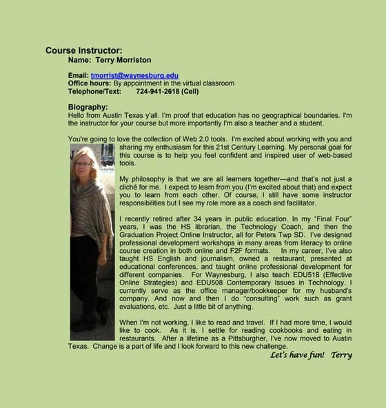 Instructor biography sheet | PDF