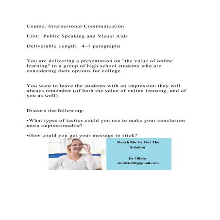 Course Interpersonal CommunicationUnit Public Speaking and Vi | DOCX