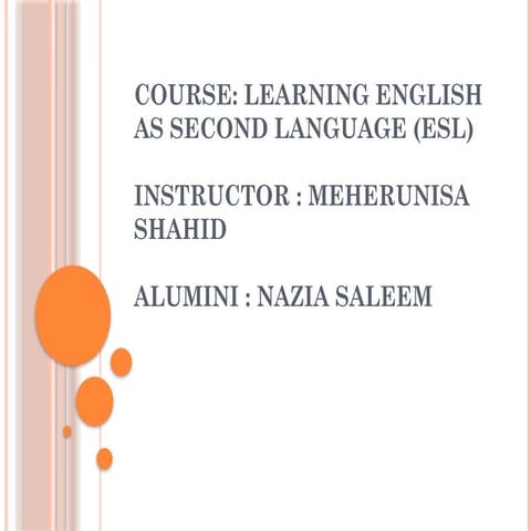 Course Lecture 1 Pptx Learning English As Second Language Pptx