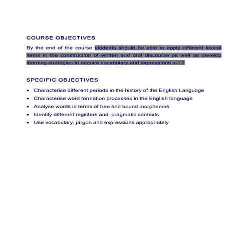 Course Objectives | DOC