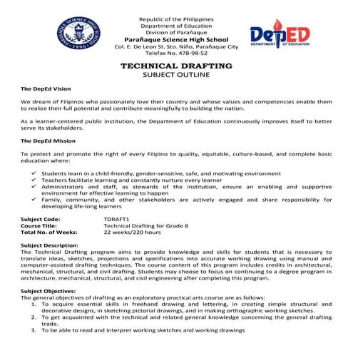 Technical Drafting Subject Outline | DOCX