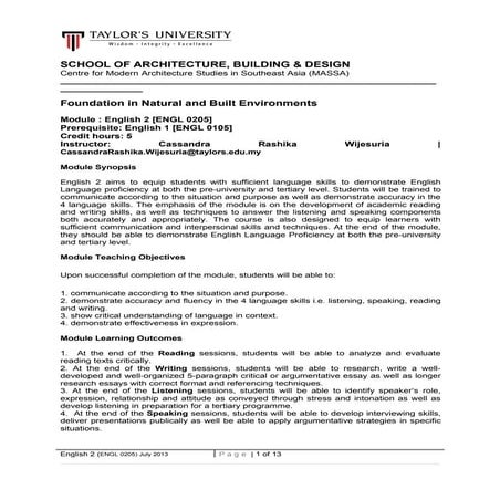 Course outline | PDF