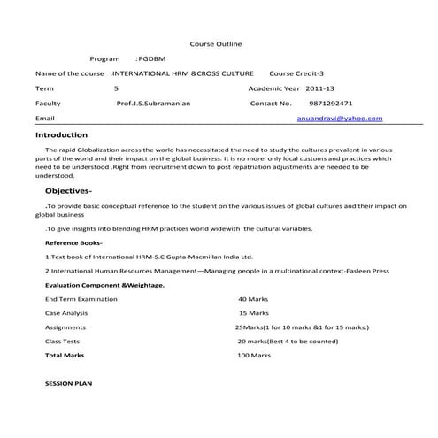Course out line-5_th_ib | DOCX