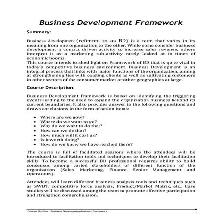 Course outline business development | PDF
