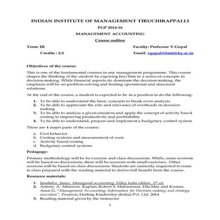 Courseoutlinemanagement accounting 2014 16 | DOCX
