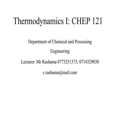 Thermodynamics course notes | PPT