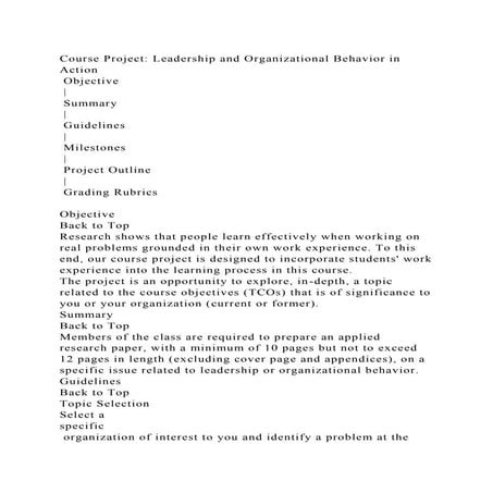 Course Project Leadership and Organizational Behavior in Action O.docx