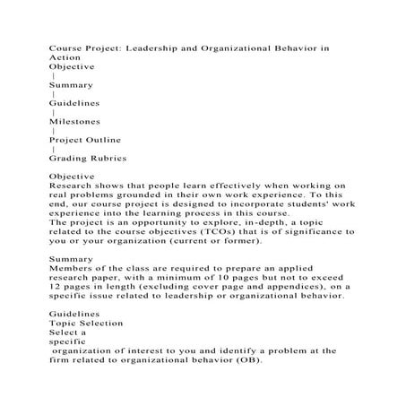 Course Project Leadership and Organizational Behavior in ActionOb.docx