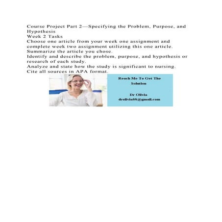 Course Project Part 2—Specifying the Problem, Purpose, and Hypothesi.docx