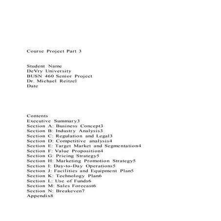 Course Project Part 3Student NameDeVry University | DOCX | Business Accounting & Finance | Business