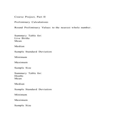 Course project, part ii preliminary calculations round preli | DOCX