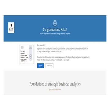 Coursera Strategic Business Analytics Specialization I - Foundations Of ...