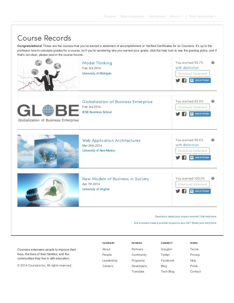 Coursera course records