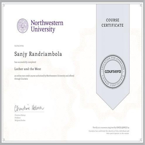 MOOC Certificate "Luther and the West" | PDF