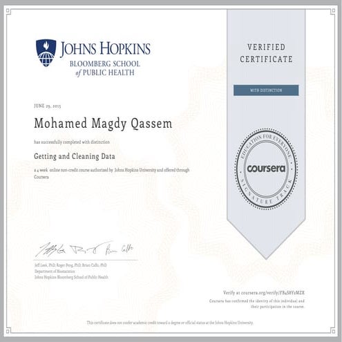 Coursera Getting and Cleaning Data from Johns Hopkins | PDF