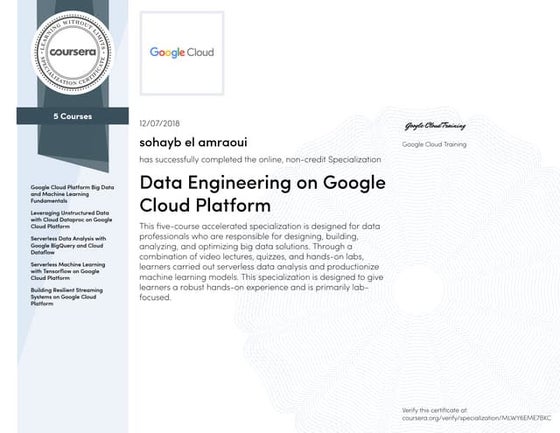 Data Engineering on Google Cloud Platform Specialization | PPT