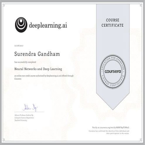 Deep Learning Certificate-Surendra Gandham | PDF