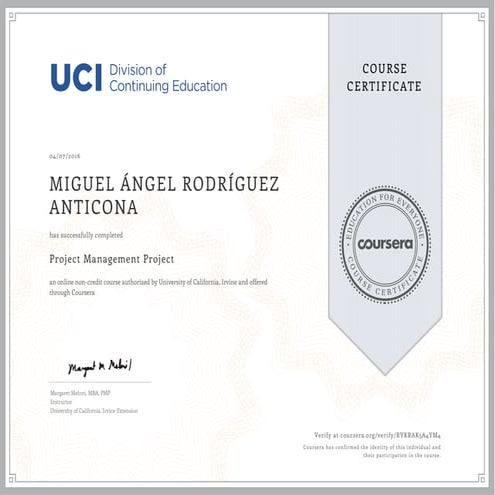Project Management Project Certificate | PDF