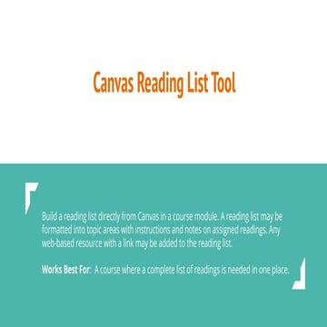 Canvas Reading List Tool | PPT