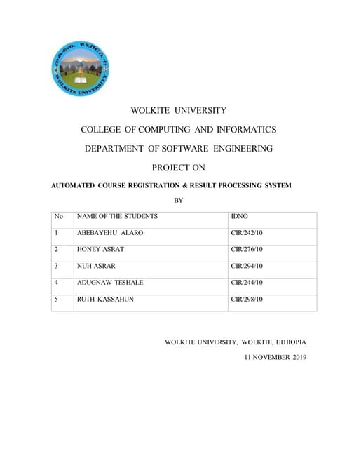 Automated Course Registration And Result Processing System Pdf 9853
