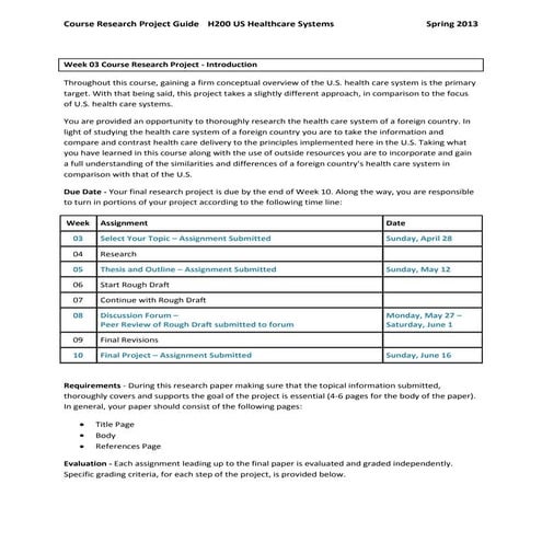 H200 Course Project Overview | PDF